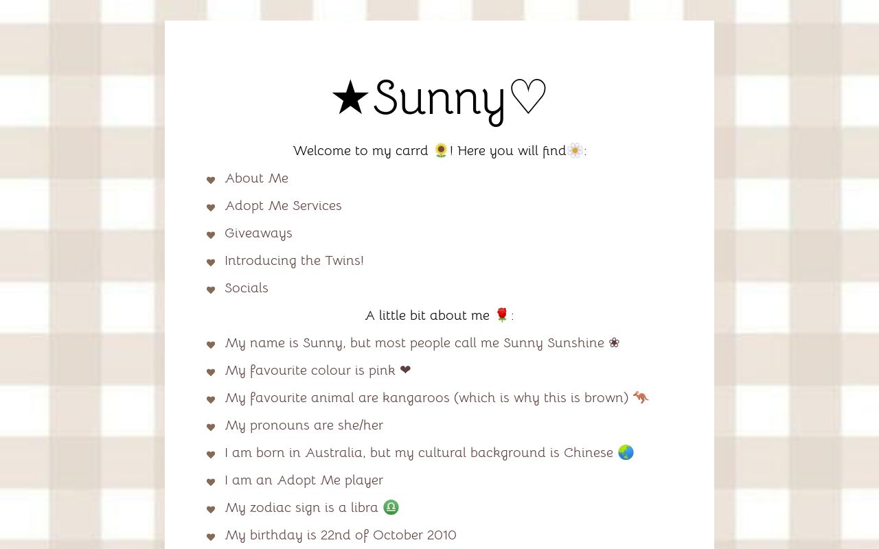 About Me, Sunny